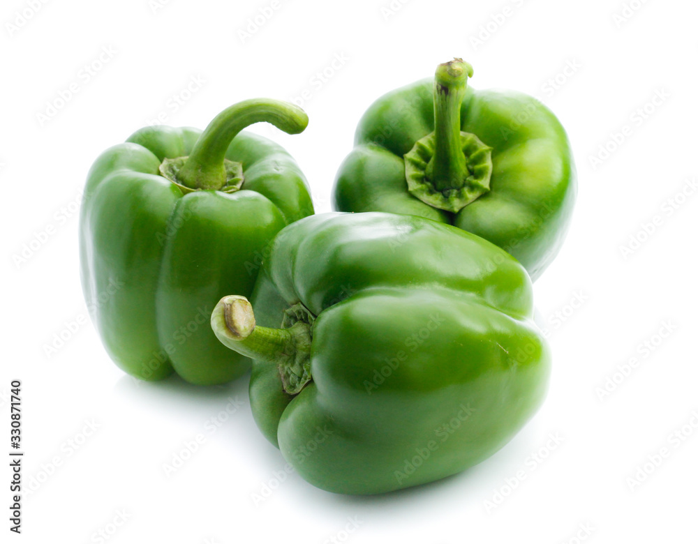 Green pepper on white background Stock Photo | Adobe Stock