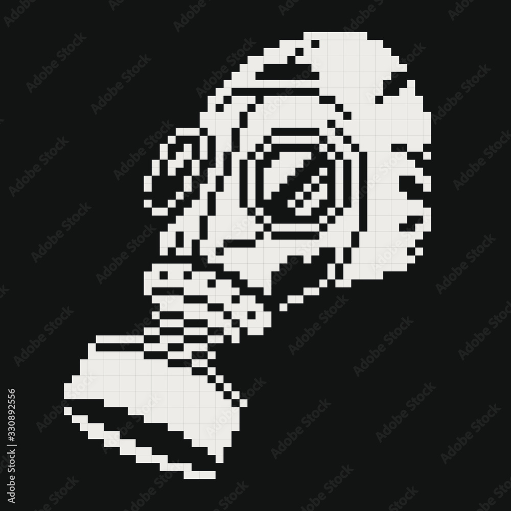 Gas mask, respirator pixel art icon. Virus and pollution protection ...