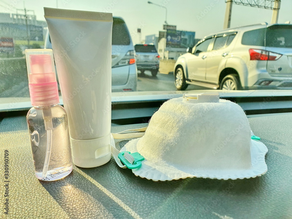 Pollution prevention masks, hand washing gels and alcohol sprays are ...