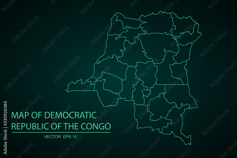 Democratic Republic of the Congo map filled with light blue gradient ...