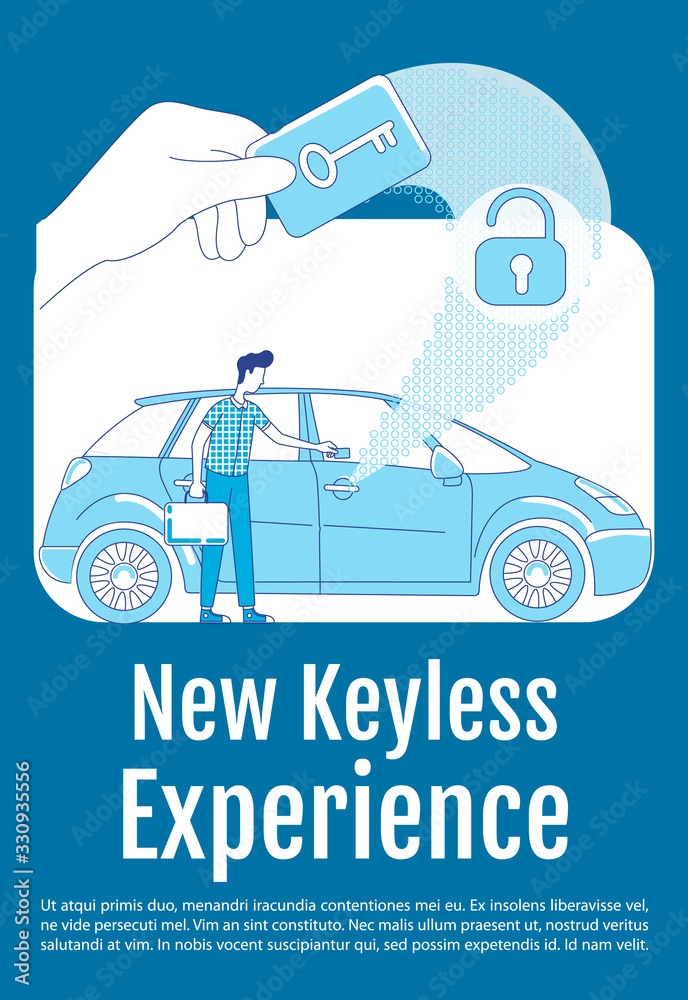 New keyless experience poster flat silhouette vector template. Car ...