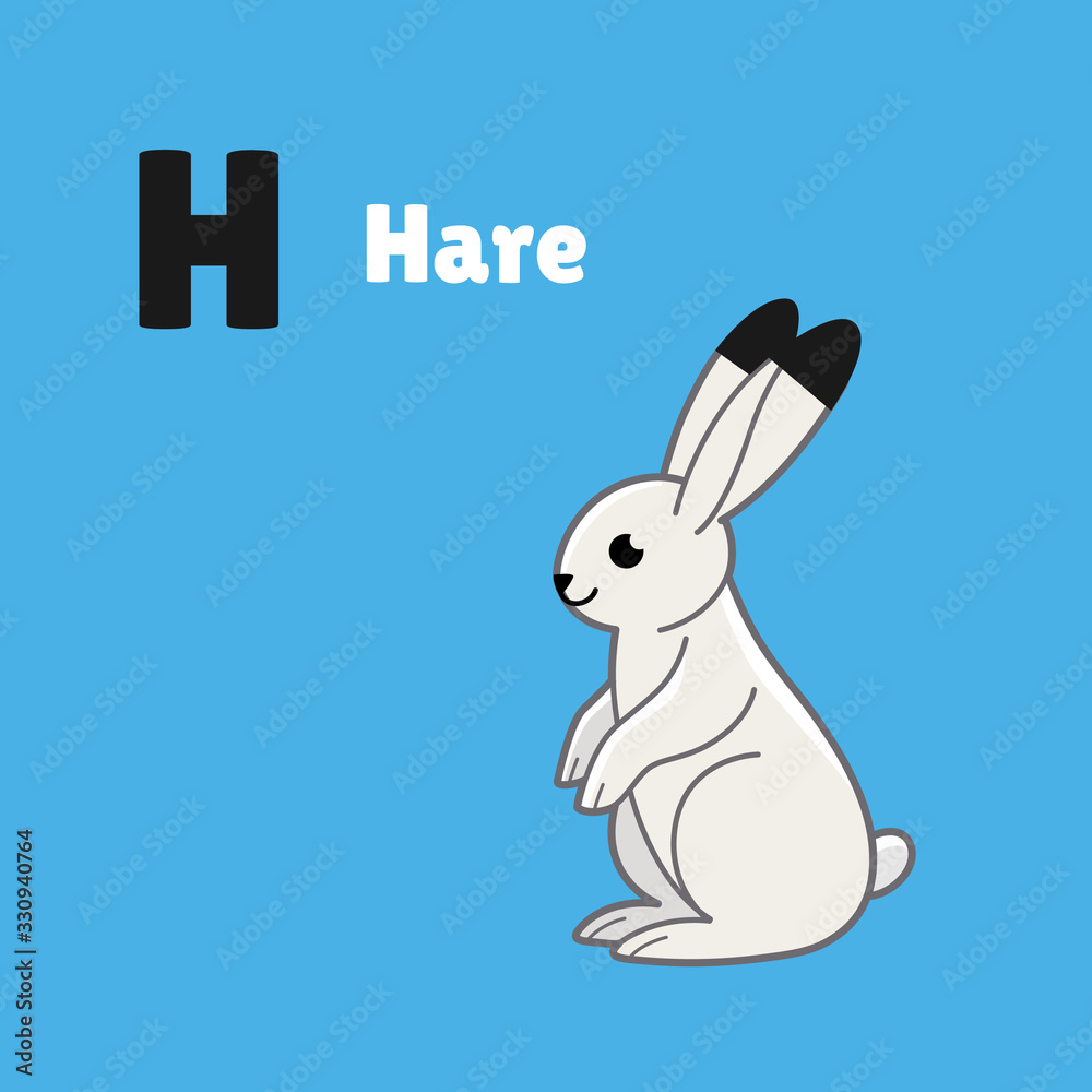 Cartoon hare, cute character for children. Flat illustration in cartoon ...