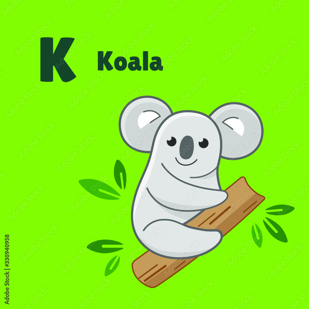 Vector de Stock Cartoon koala, cute character for children. Vector ...