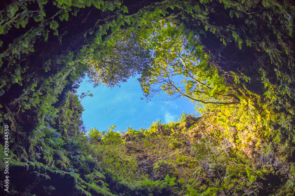 Cave in an extinct volcano on the island of Terceira Gruta do Algar do ...