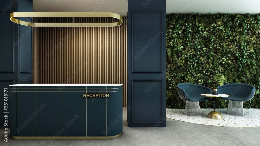 Reception design Modern granite stone counter top,Blue counter,Gold ...