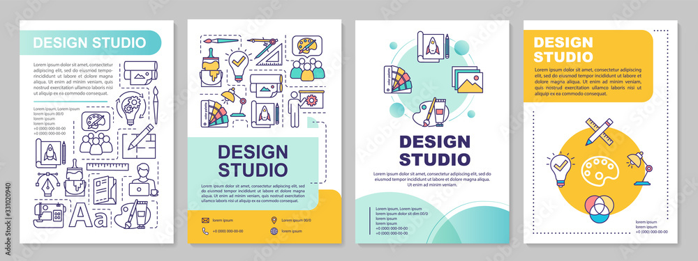Design studio brochure template. Creative agency. Artist office. Flyer ...