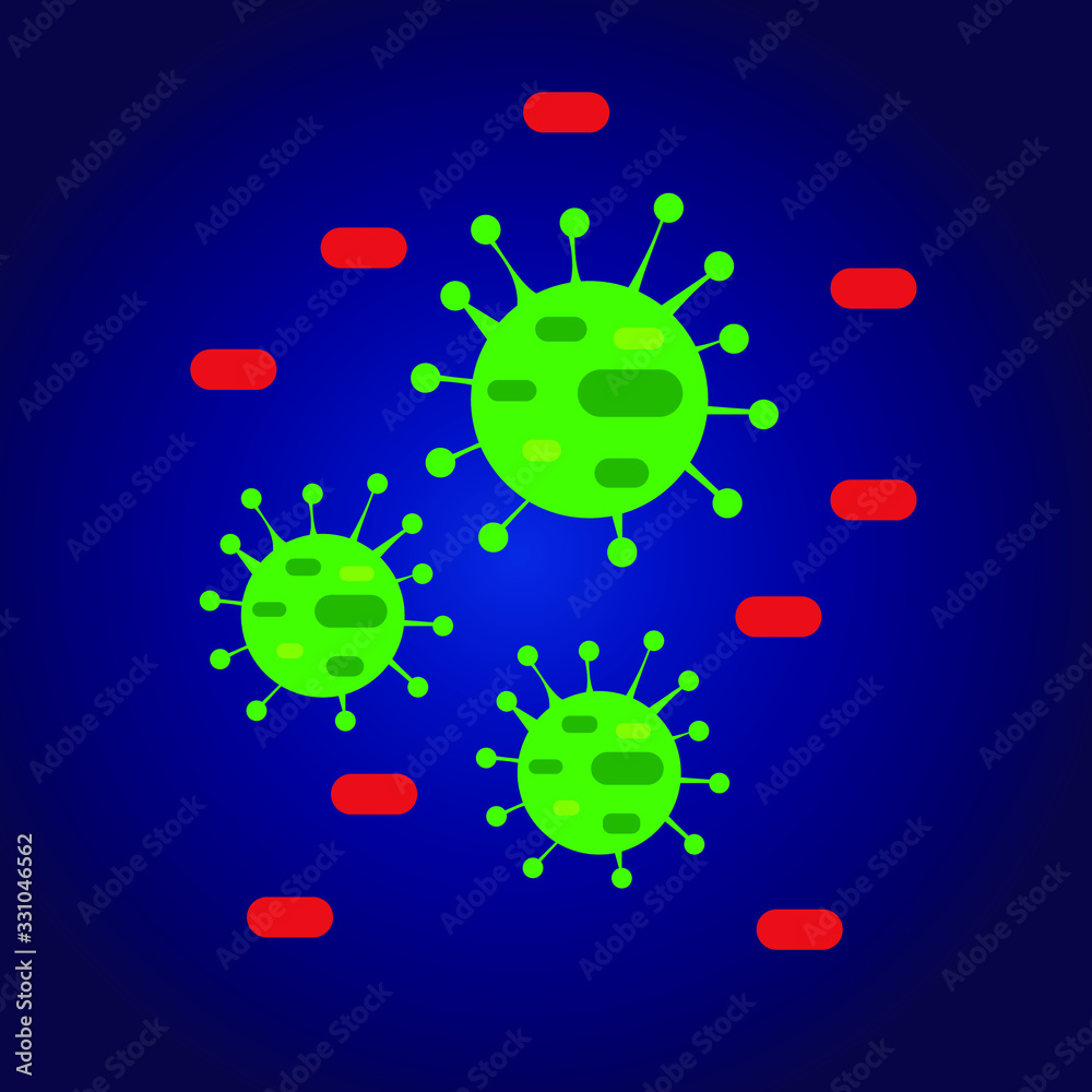 Virus Cells Illustration With Blood Cells Attack Human Body Stock ...