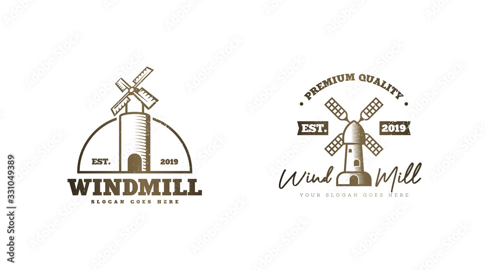 Vintage windmill logo concept vector illustration Stock Illustration ...