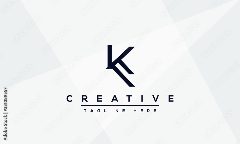 Abstract Monogram letter K Logo design concept. Minimalist k kk ...