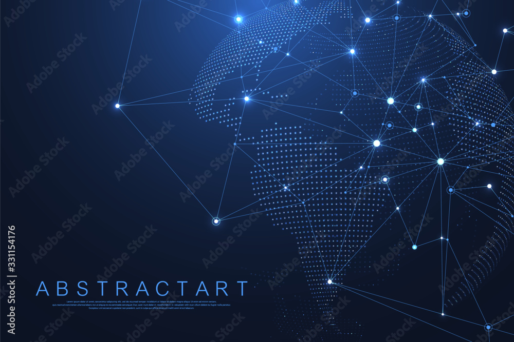 Global network connection concept. Big data visualization. Social ...