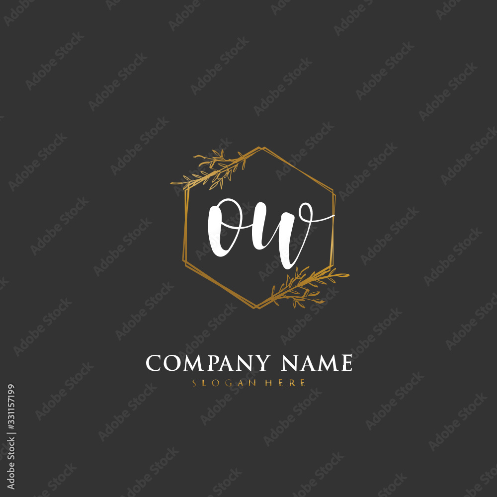 Handwritten initial letter O W OW for identity and logo. Vector logo ...