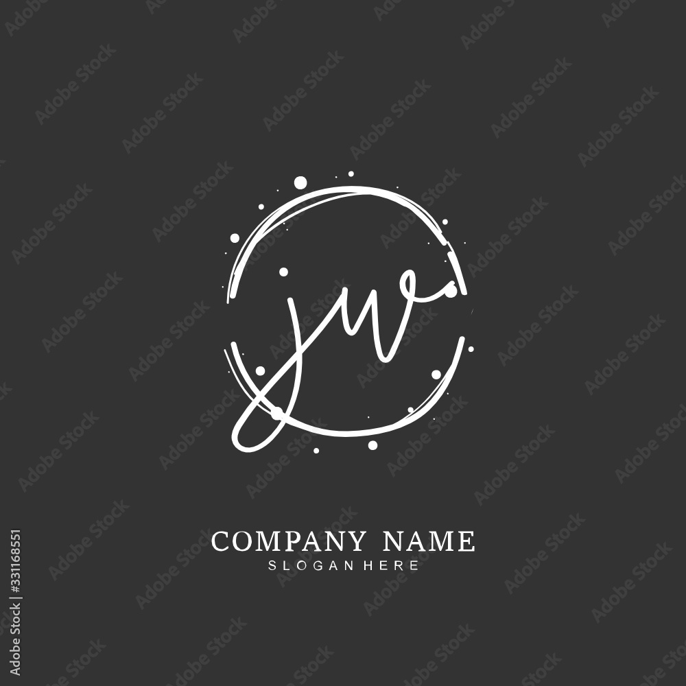 Handwritten initial letter J W JW for identity and logo. Vector logo ...