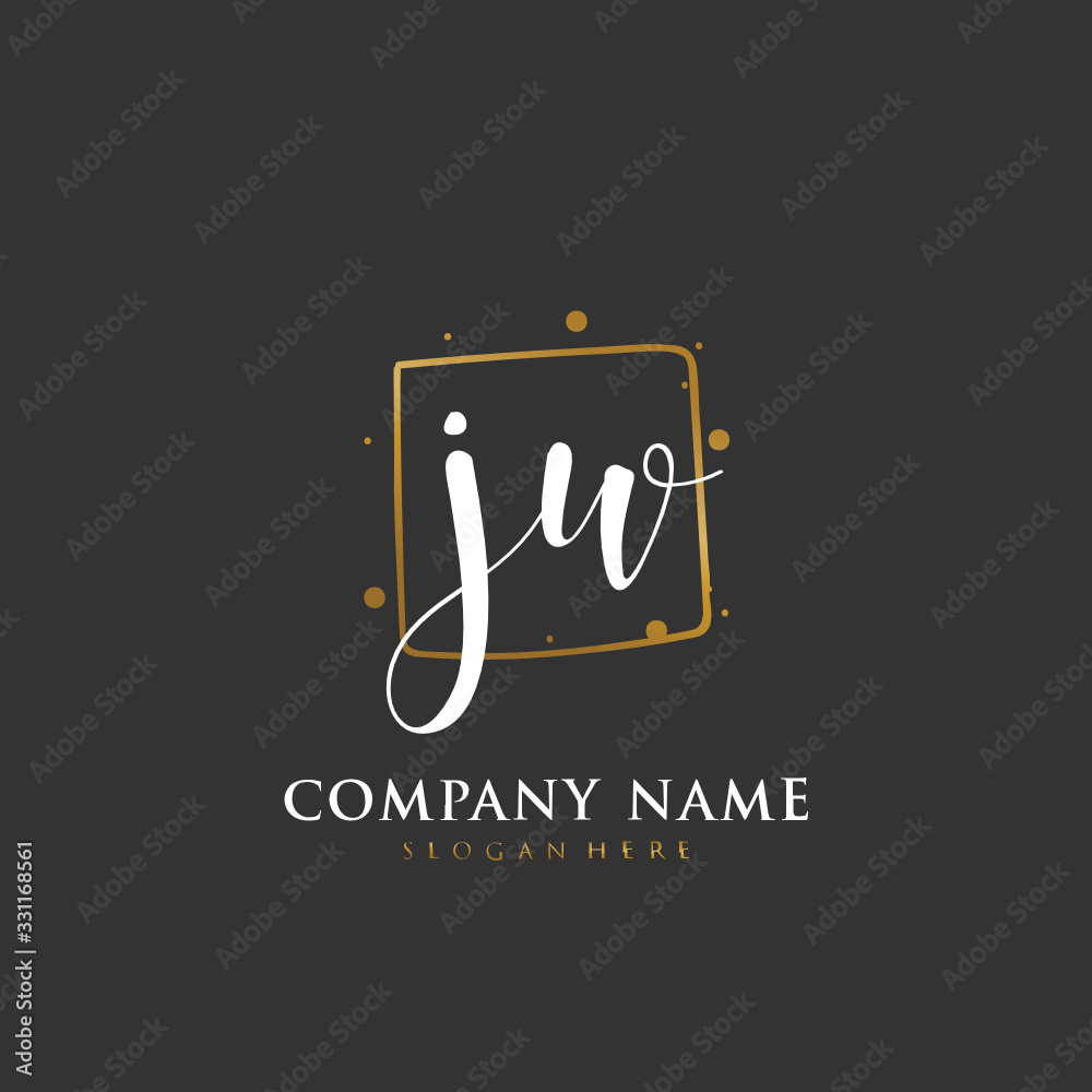 Handwritten initial letter J W JW for identity and logo. Vector logo ...