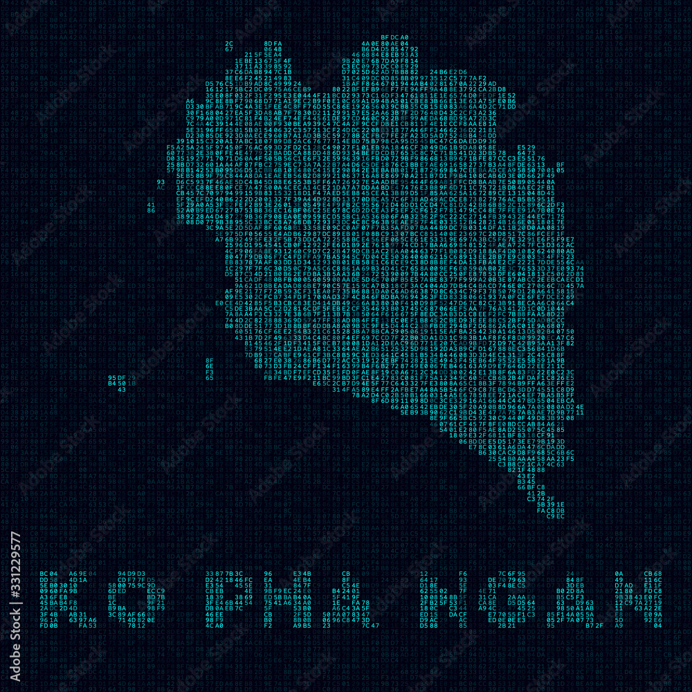 Ko Pha Ngan tech map. Island symbol in digital style. Cyber map of Ko ...
