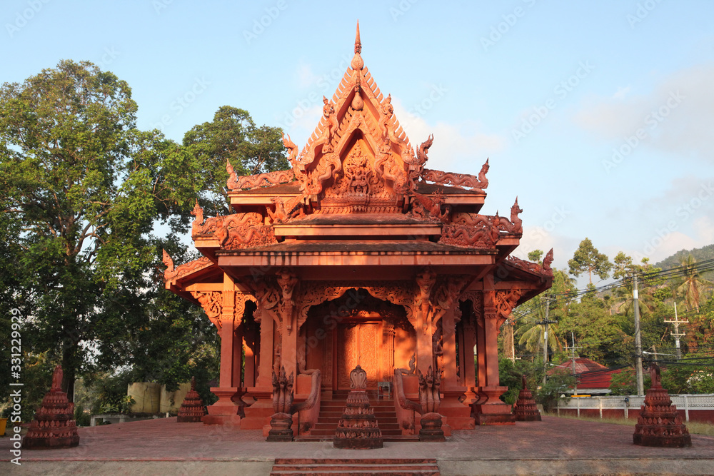 Wat Sila Ngu (Red Temple) on Koh Samui island, Thailand. Buddhist ...
