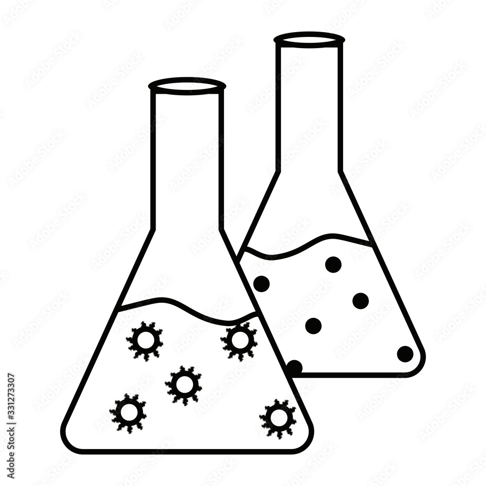 Erlenmeyer flasks with chemical substance inside. Vector illustration ...
