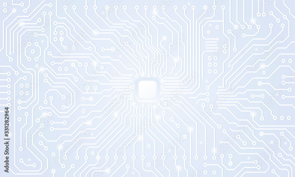 Circuit board. White abstract technology background. Motherboard vector ...
