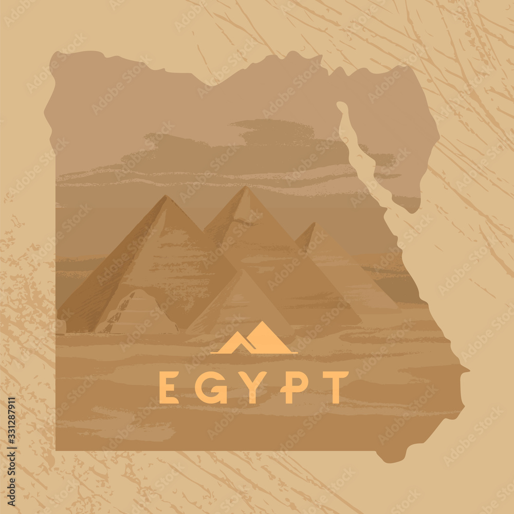 Vector illustration of the Great Sphinx in Giza inscribed on the map of ...