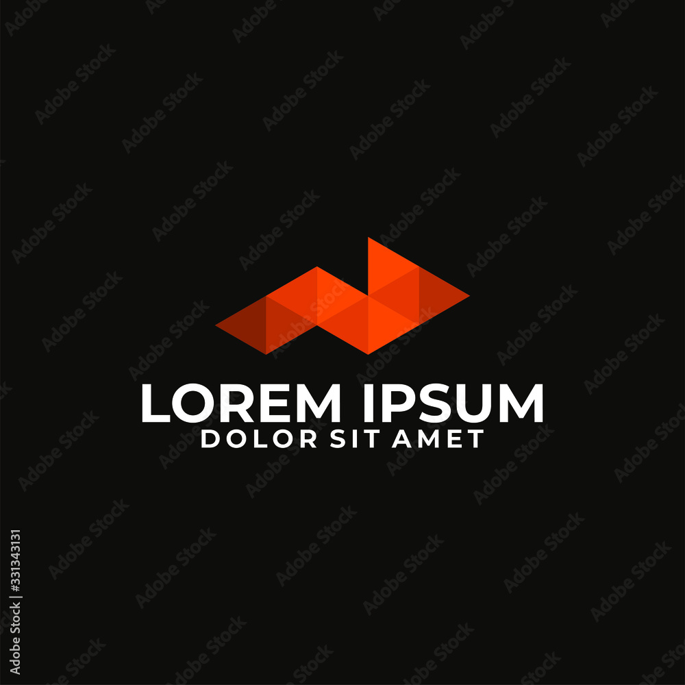 Initial letter P logo template with low poly pyramid illustration in ...