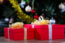 Two Red Christmas Presents Close-up Free Stock Photo - Public Domain ...
