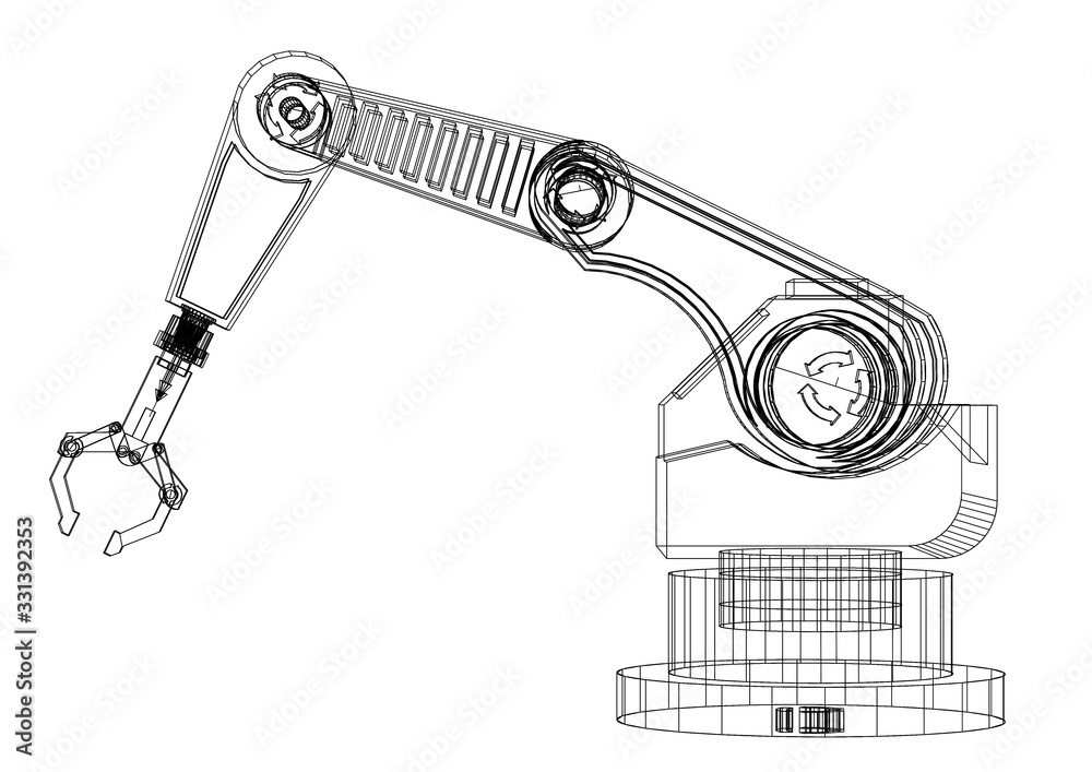 Industrial Robotic Arm Blueprint Stock Illustration | Adobe Stock