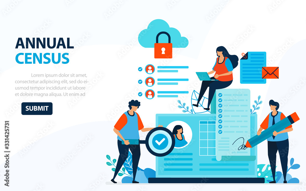 Vector Illustration For 2020 Population Census. Digital Concept With ...