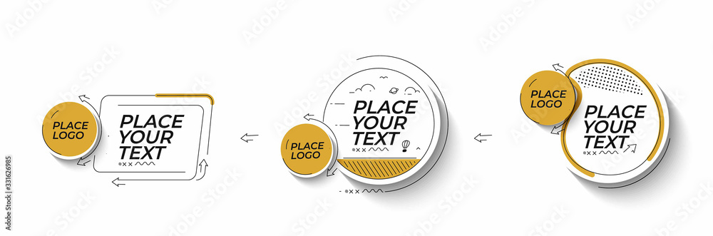 Set of Flat linear promotion geometric shapes banner, scroll, sticker ...