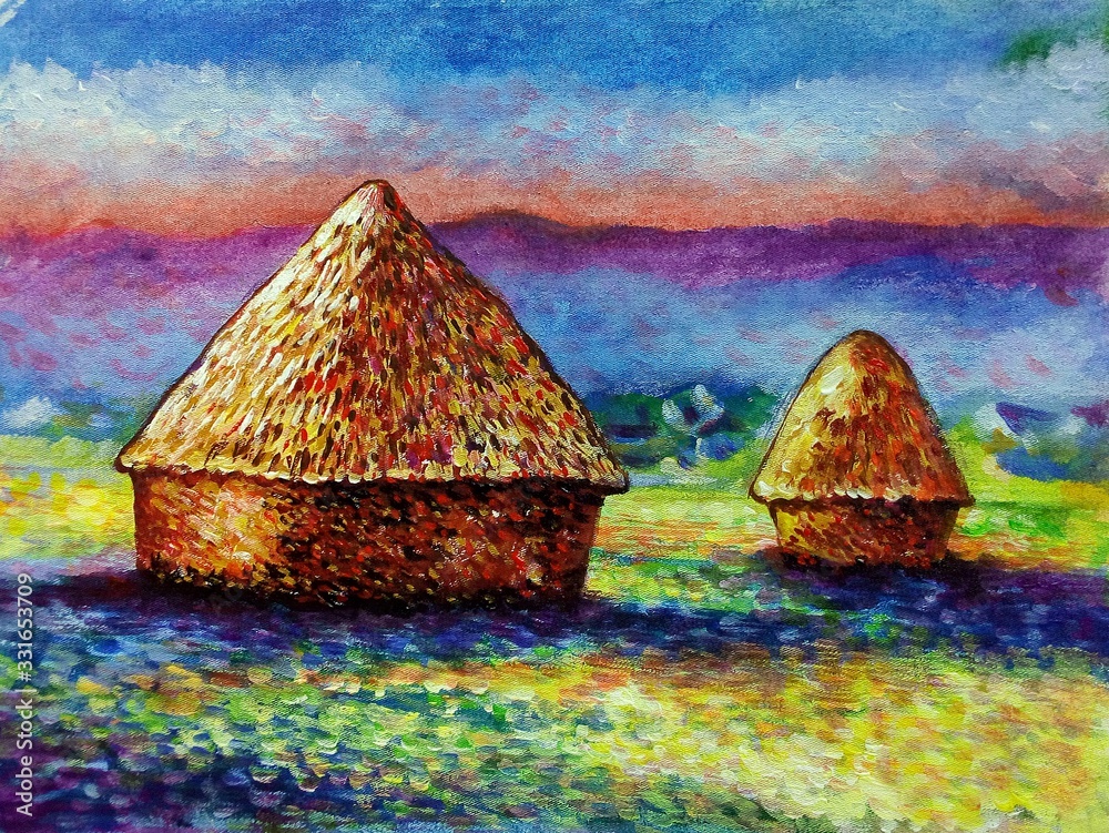 hand painted original impressionism art painting oil color stack ...