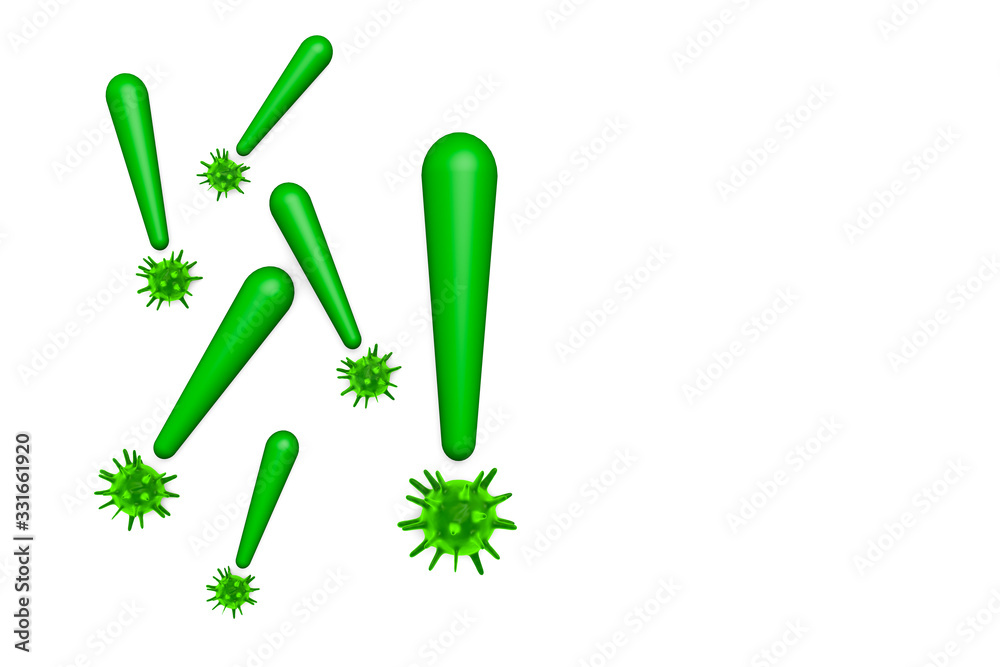 3d rendering of healthcare and medicine Concept. Green exclamation ...