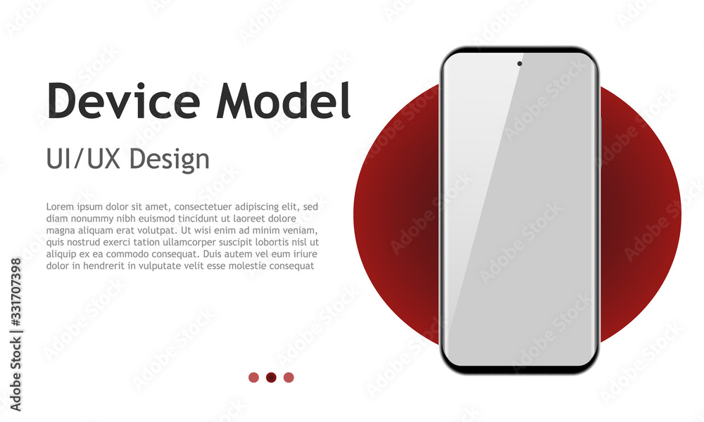 Smartphone blank screen, phone mockup with red circle. Device model ...