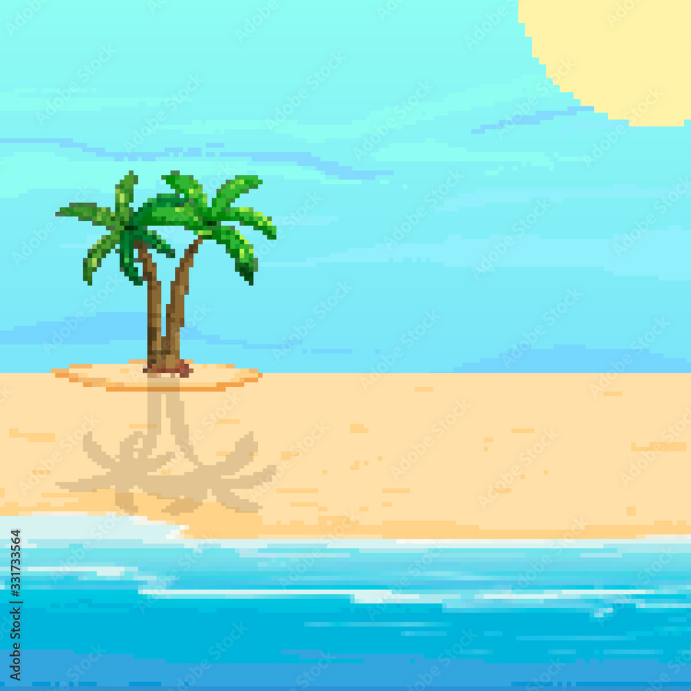 Pixel background for summer vacation.Summer beach game background ...