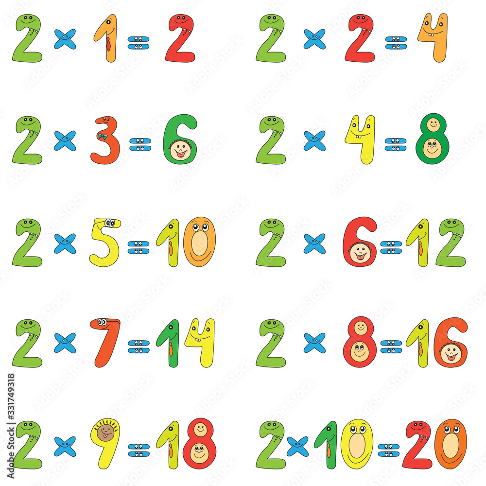 Multiplication table of funny numbers. Stock Illustration | Adobe Stock