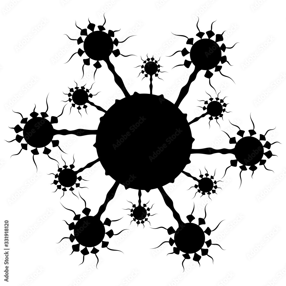 abstract black silhouette viral symbol microbe pathogen microorganism ...
