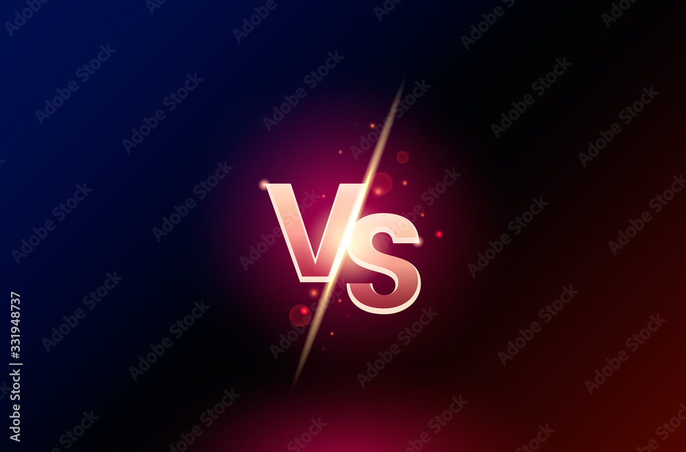 Blue neon versus logo versus letters for sports and fighting the ...