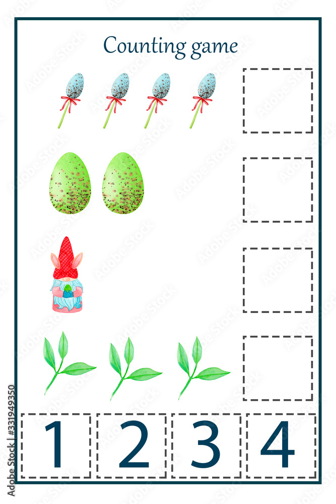 Preschool math worksheets counting. Kinder easter workbook. Stock ...