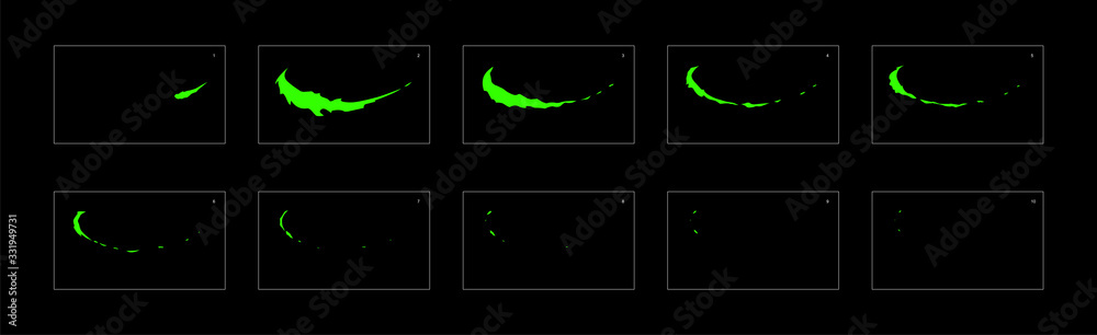 Shine liquid animation effect. shiny trail effect sprite sheet. frame ...