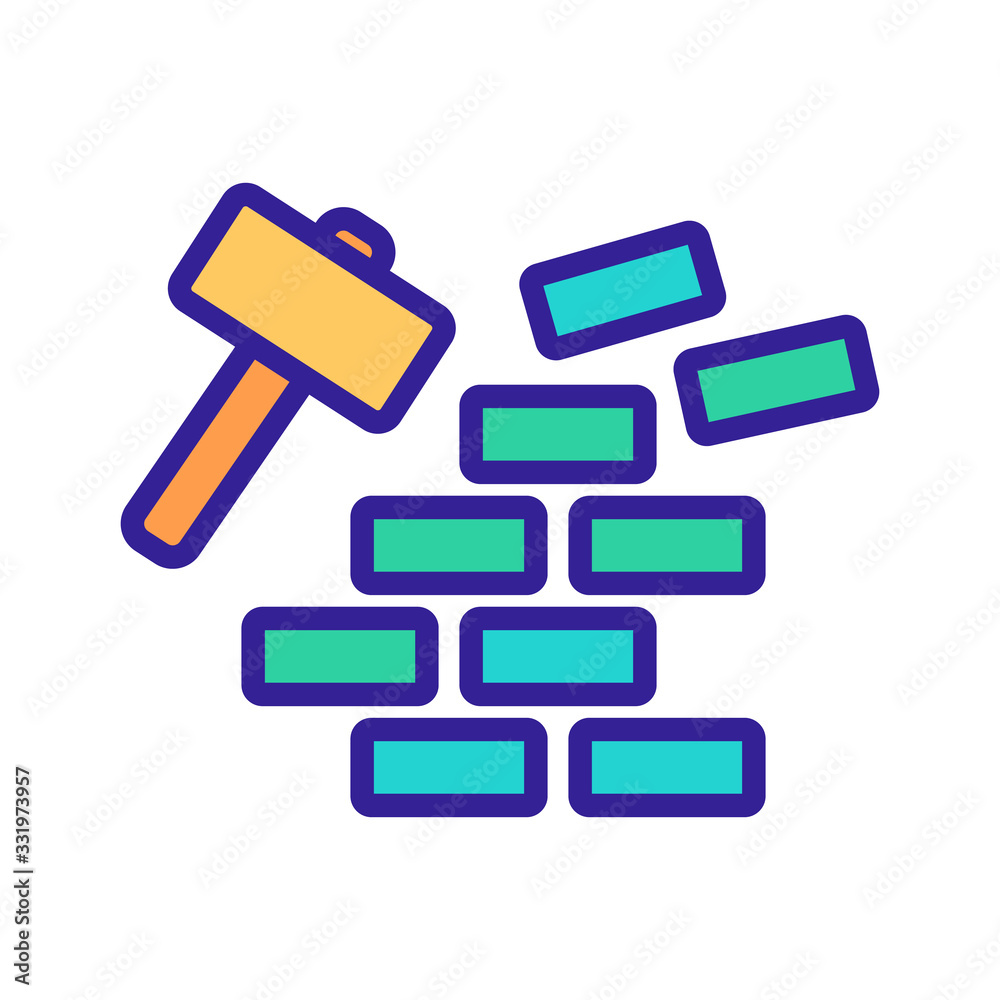 demolition of wall icon vector. demolition of wall sign. color isolated ...