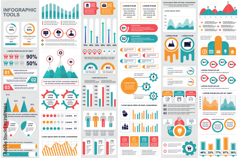 Business infographic elements set. Stock trading indicator and ...