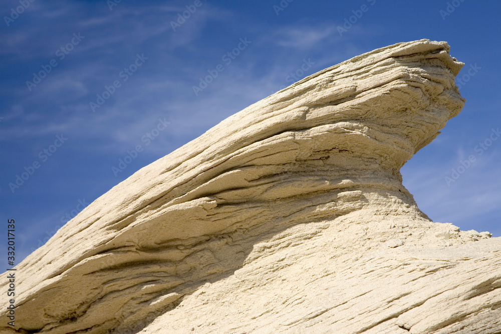 Rock formations in Toadstool Geologic Park, a region of badlands formed ...