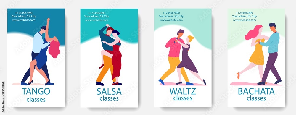 Dance Classes Advertisement. Dance School Flyer Template with Man Woman ...