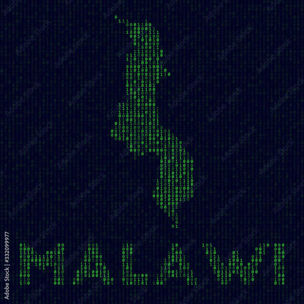 Digital Malawi logo. Country symbol in hacker style. Binary code map of ...