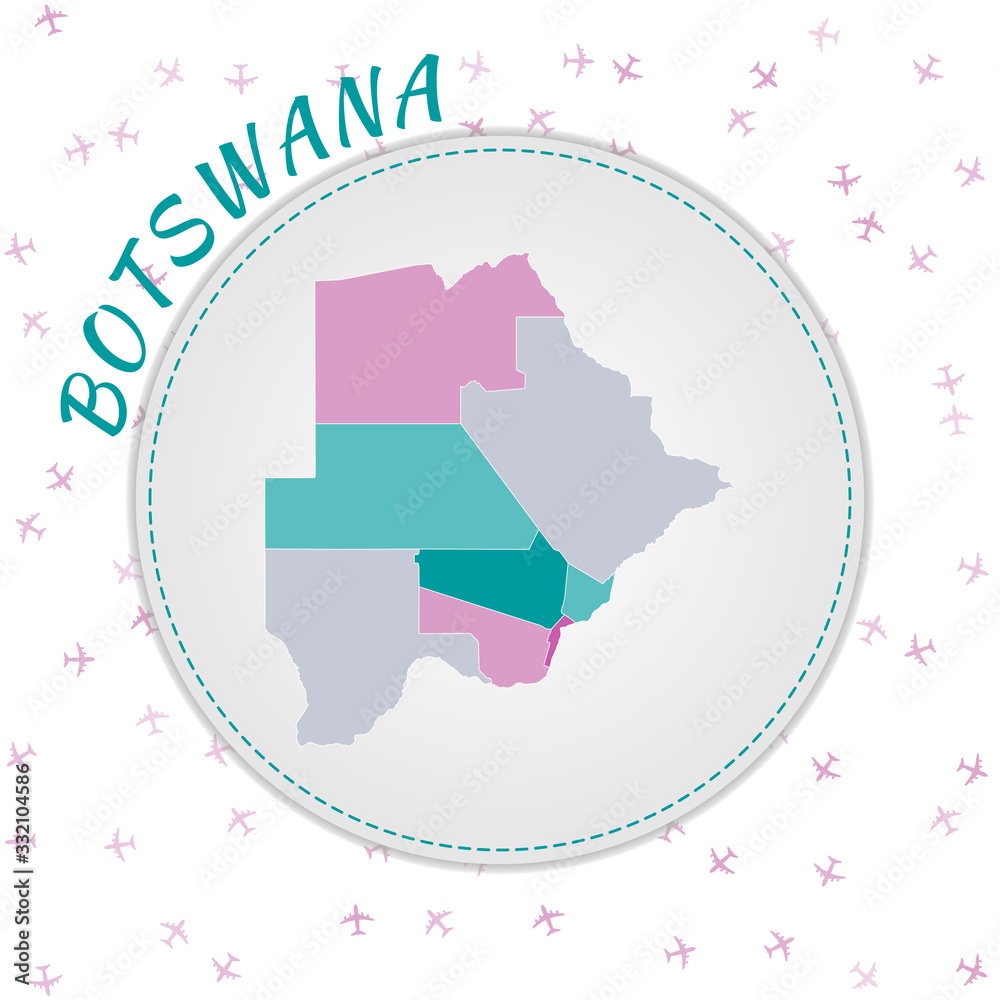Botswana map design. Map of the country with regions in emerald ...