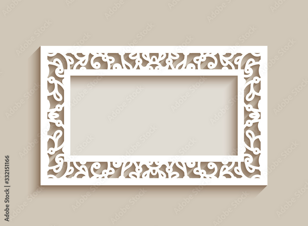 Rectangle frame with cutout paper border, template for laser cutting ...