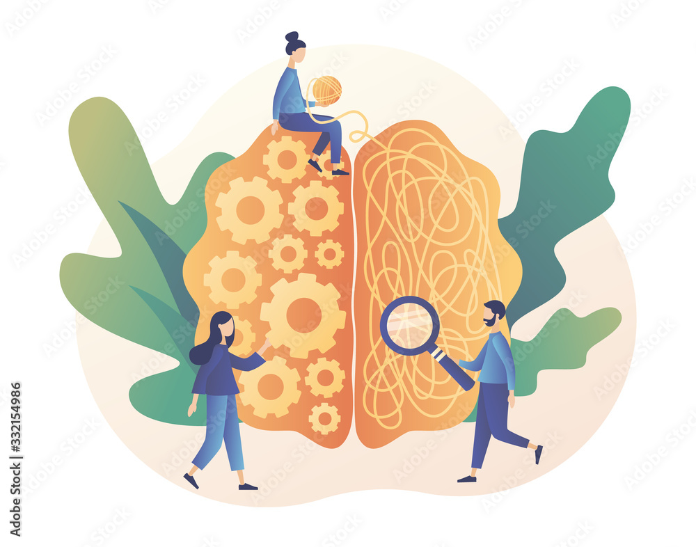 Psychologist online. Human brain and Psychology. Brain tuning metaphor ...