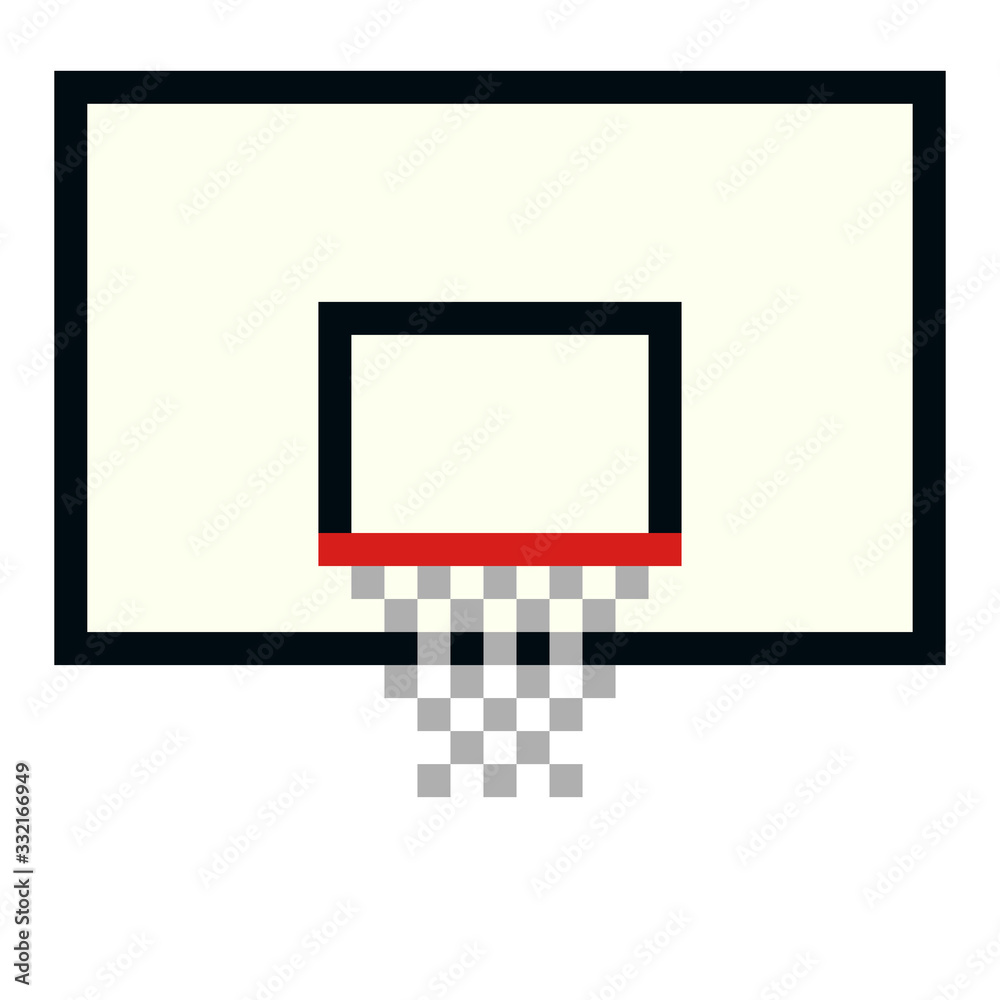 Pixel basketball basket hoop pixel art cartoon retro game style Stock ...