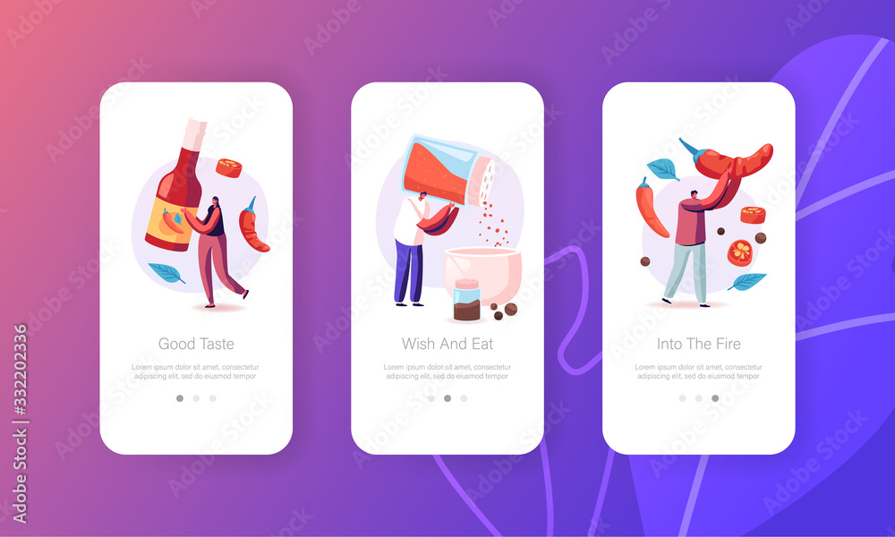 People Cooking Hot Spicy Food Mobile App Page Onboard Screen Template ...