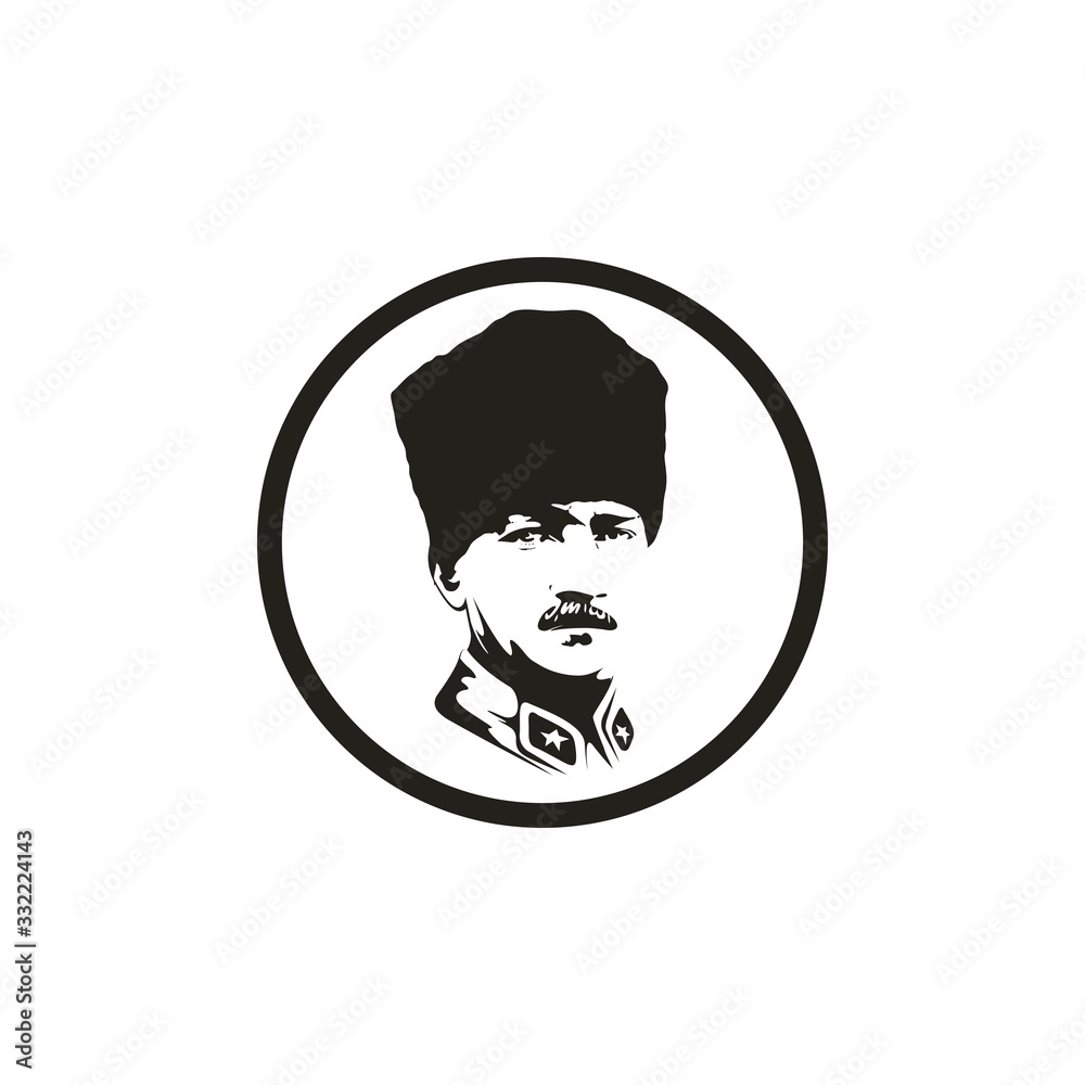 Republic of Turkey founder Mustafa Kemal Ataturk, vector drawing Stock ...