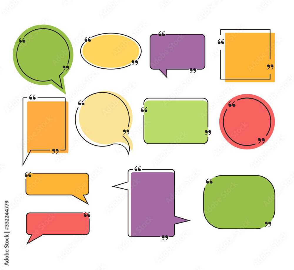 Quote box frame isolated bubble set. Vector flat graphic cartoon ...
