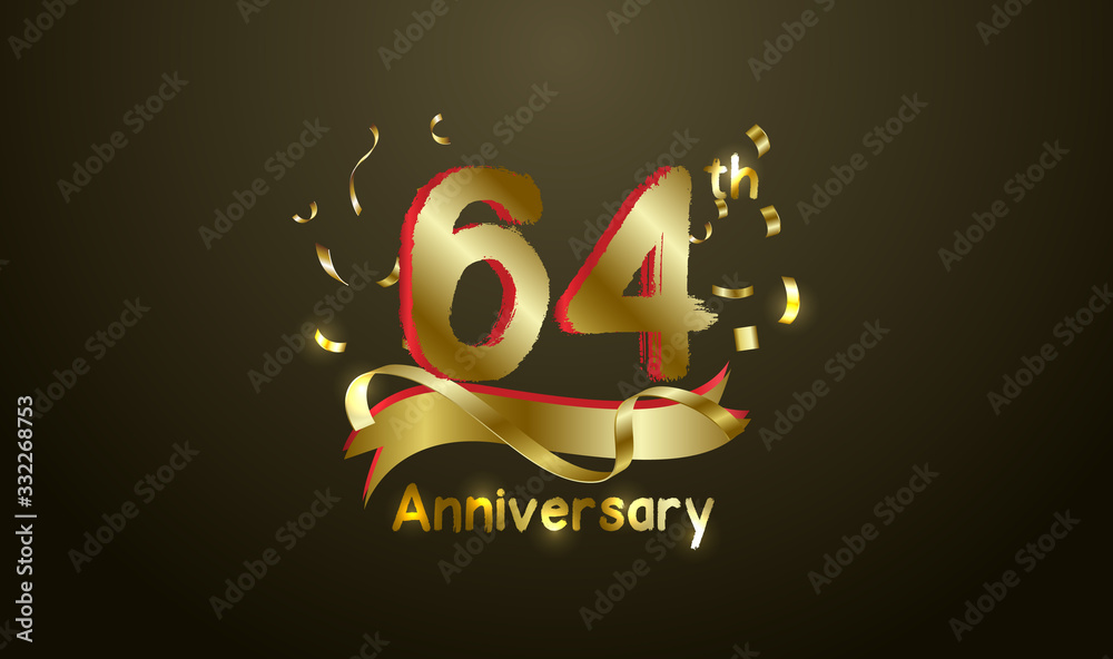 Anniversary celebration background. with the 64th number in gold and ...