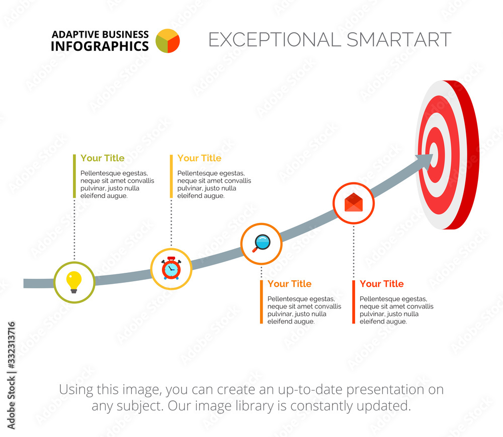 Process chart with four elements. Step diagram, arrow chart, template ...